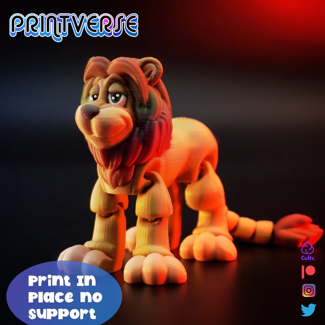 Flexy Lion STL Print in Place - Etsy