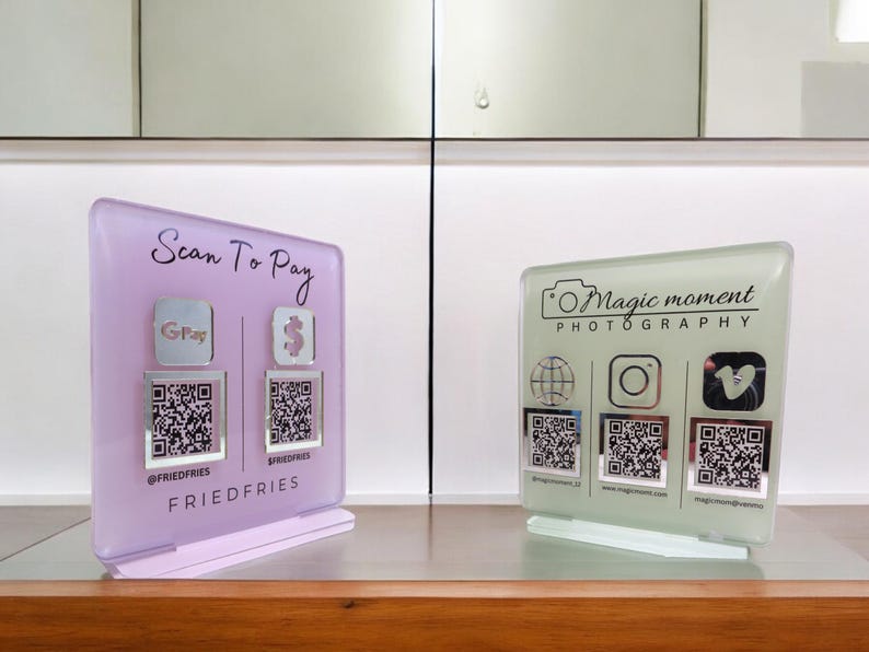 Custom Acrylic QR Code Business Sign, Social Media Display - Etsy