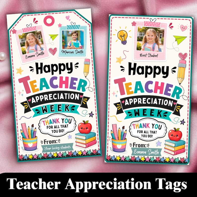 Teacher Appreciation Gift Tags Printable Canva Template, Editable Thank ...