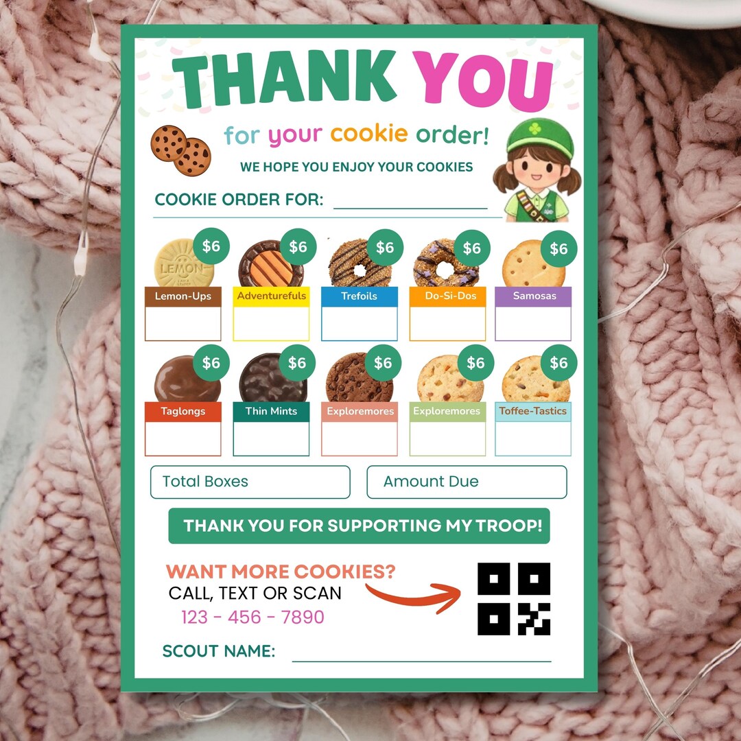 Editable Cookie Booth Receipt Template, Thank You Card With QR Code ...