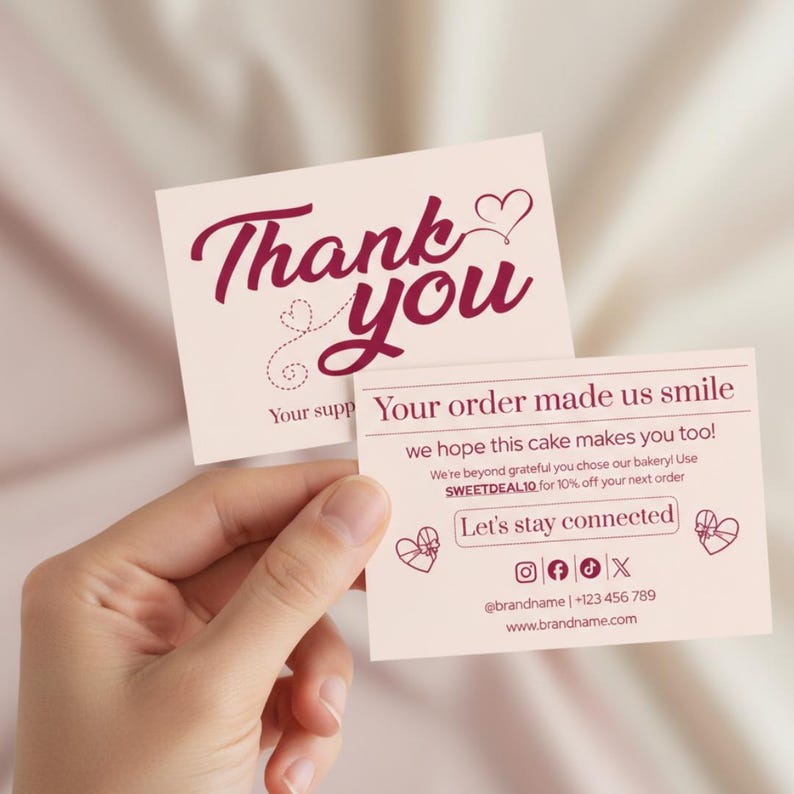 Editable Canva Thank You Card Template, Small Business Insert Card With ...