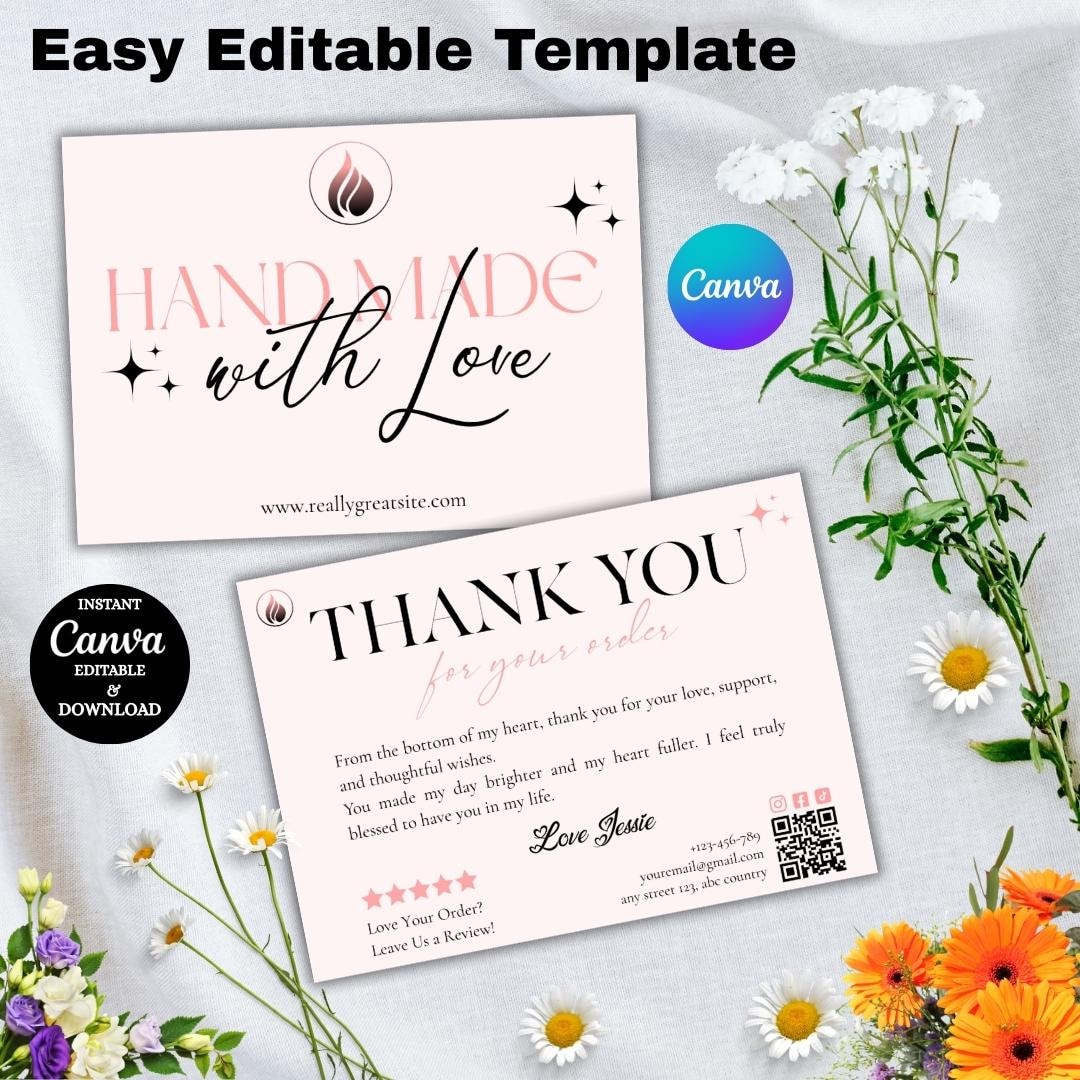 Small Business Thank You Card Template, Modern Minimal Design (editable ...