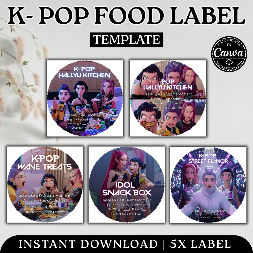 Kpop Demon Hunter Thank You Tags Template, Editable Concert Party Favor ...