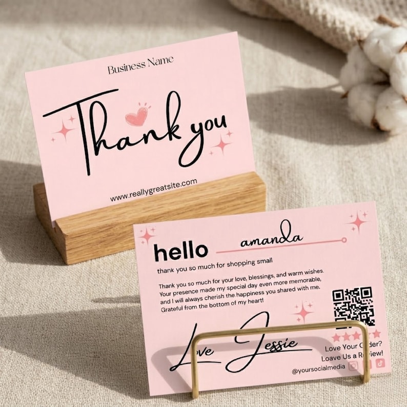 Editable Thank You Card Template Canva Small Business Packaging Insert ...