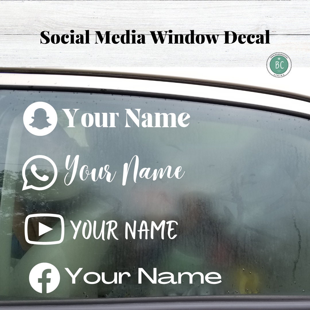 Social Media Window Decal, Custom Username Sticker, Personalized Car ...