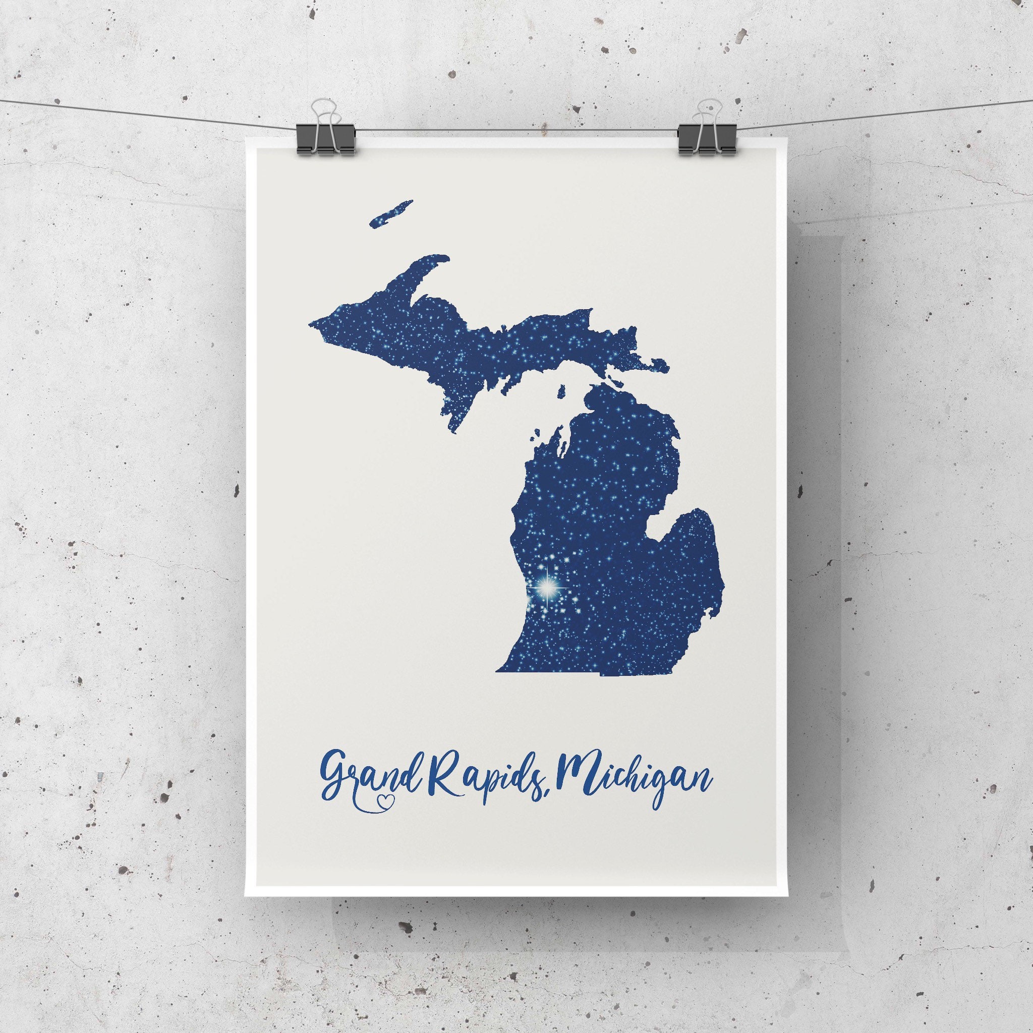 Personalized Gift Michigan Night Sky Map Custom Paper or | Etsy