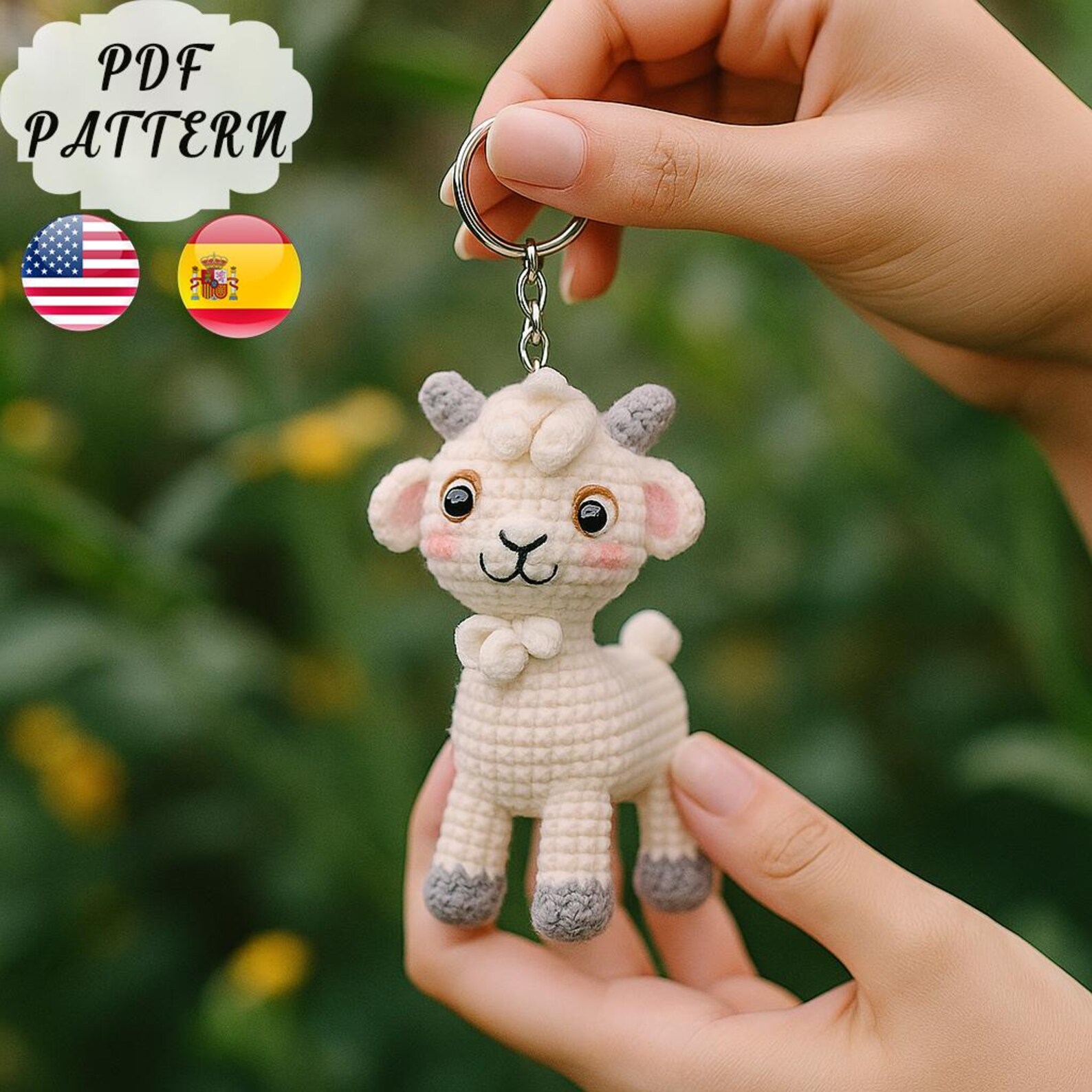 Goat Crochet Amigurumi Pattern, Cute Goat Keychain PDF, Easy Animal ...