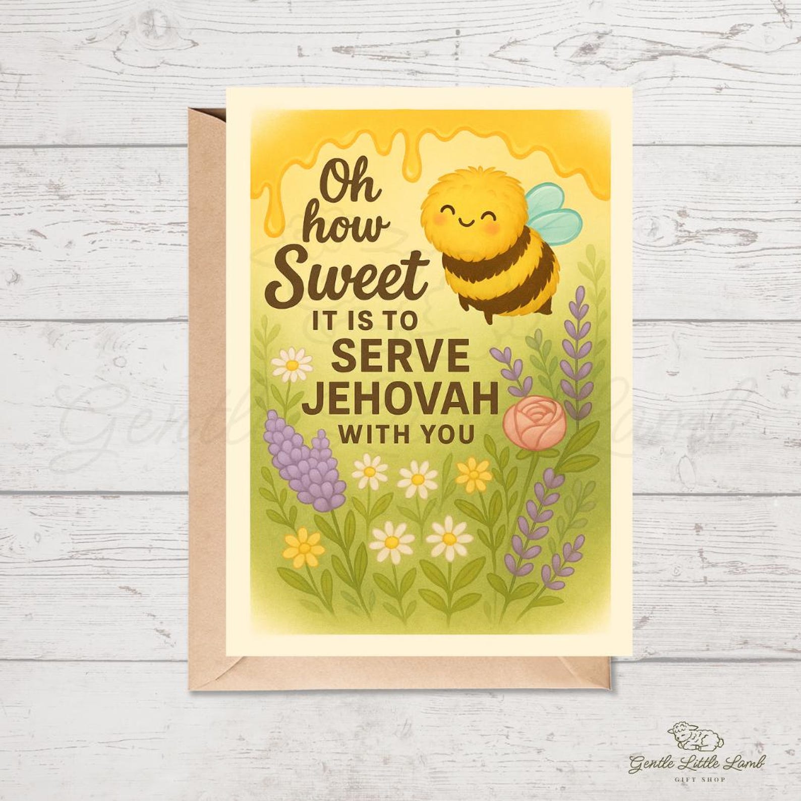 JW Greeting Card: Bee & Flowers - Spiritual Encouragement - Etsy