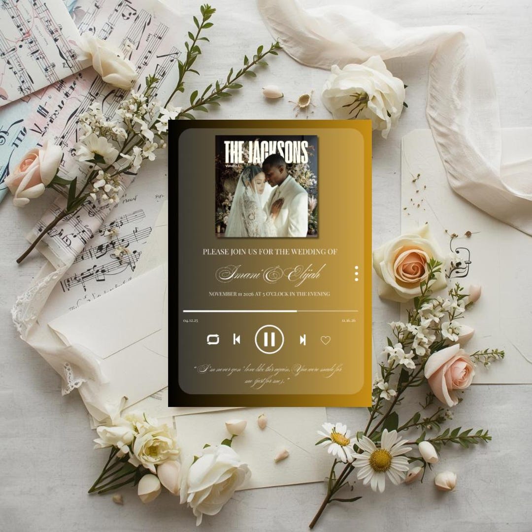 Editable Music Player Wedding Invitation Template | Album Cover ...