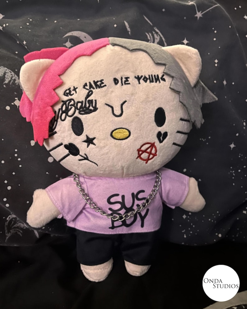 Hello Kitty X Lil Peep Rapper Plush | Artist Plushie Toy, Rapper Poster ...