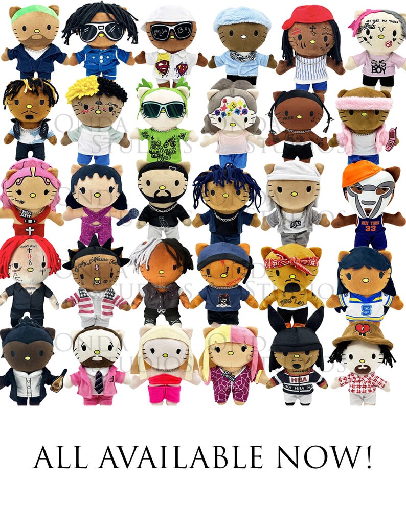 Hello Kitty X Lil Peep Rapper Plush | Artist Plushie Toy, Rapper Poster ...