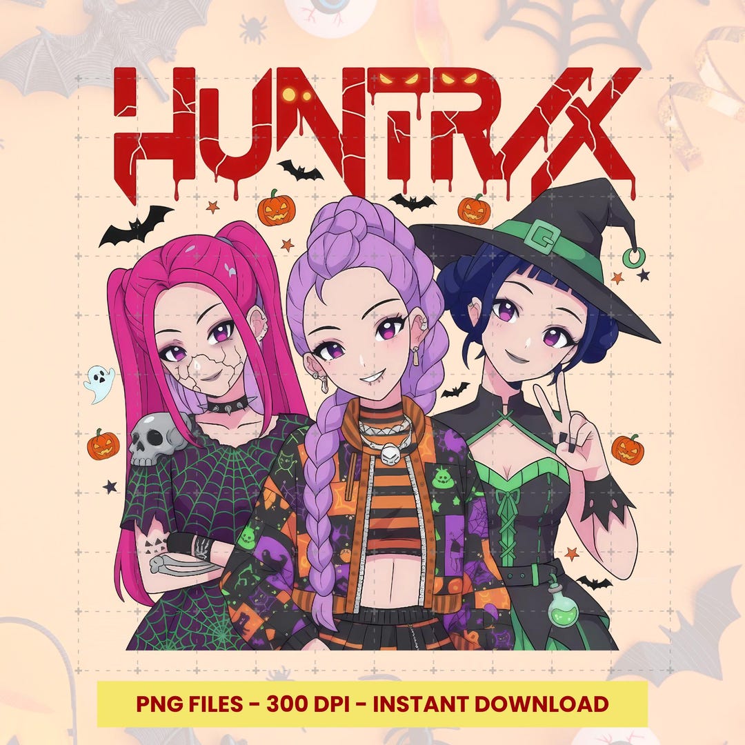 Halloween Kpop Demon Hunters Huntrix PNG, Anime Lover Gift, Huntrix ...
