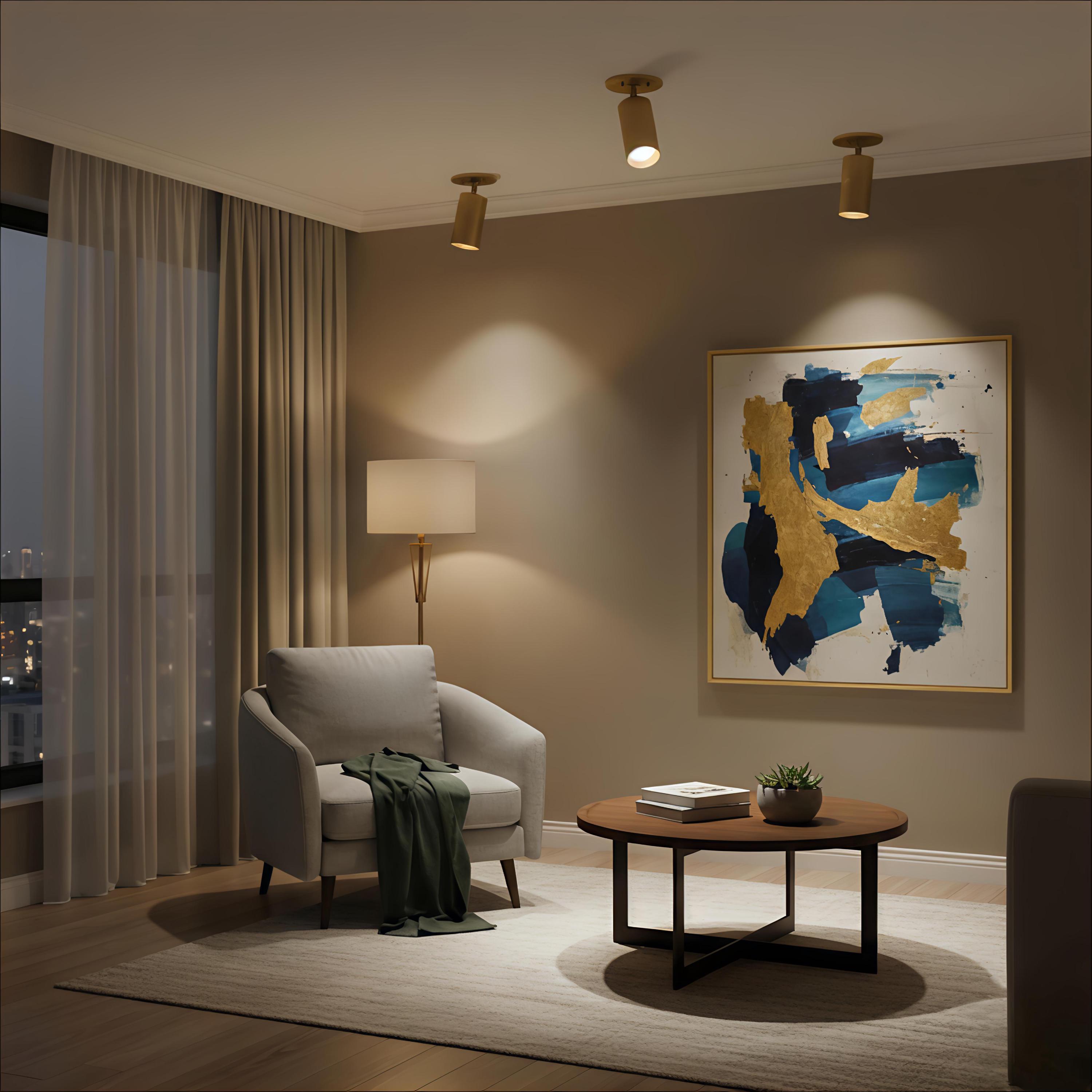 Mid-century Modern Brushed Brass Spotlight: Adjustable Angle Ceiling ...