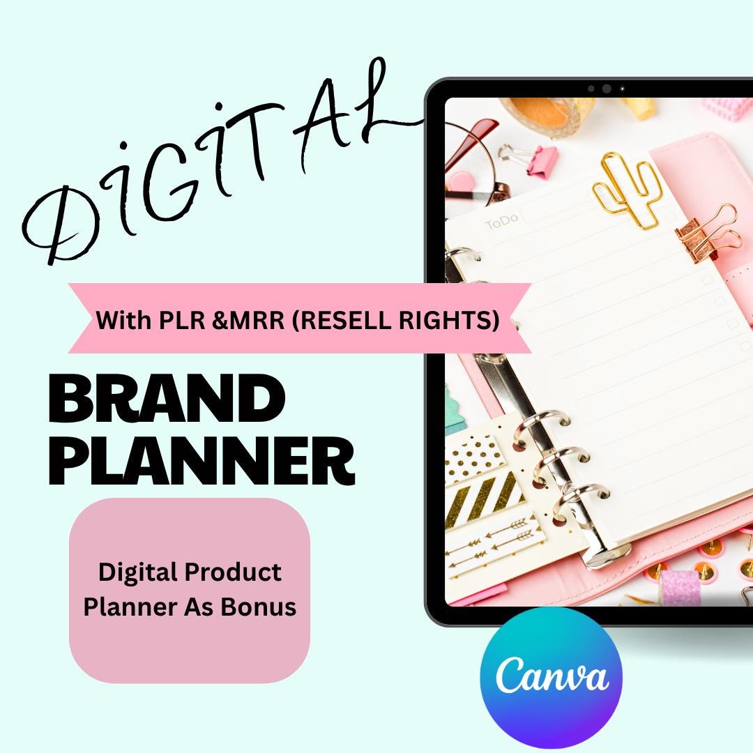 Editable Brand Planner Canva Template: PLR & MRR, Beige Workbook ...