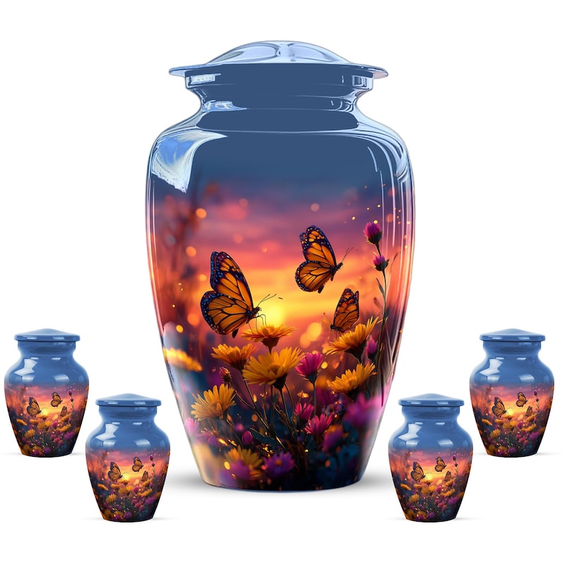 Cat Urn Blue Flowers - Etsy