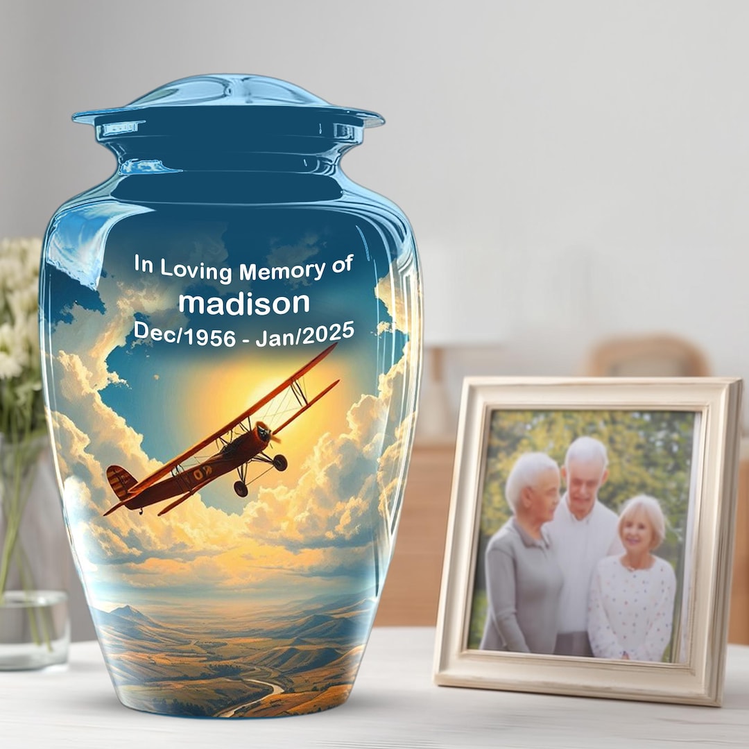 Biplane Cremation Urn Set, Sunset Aviation Memorial, Keepsake Urns - Etsy