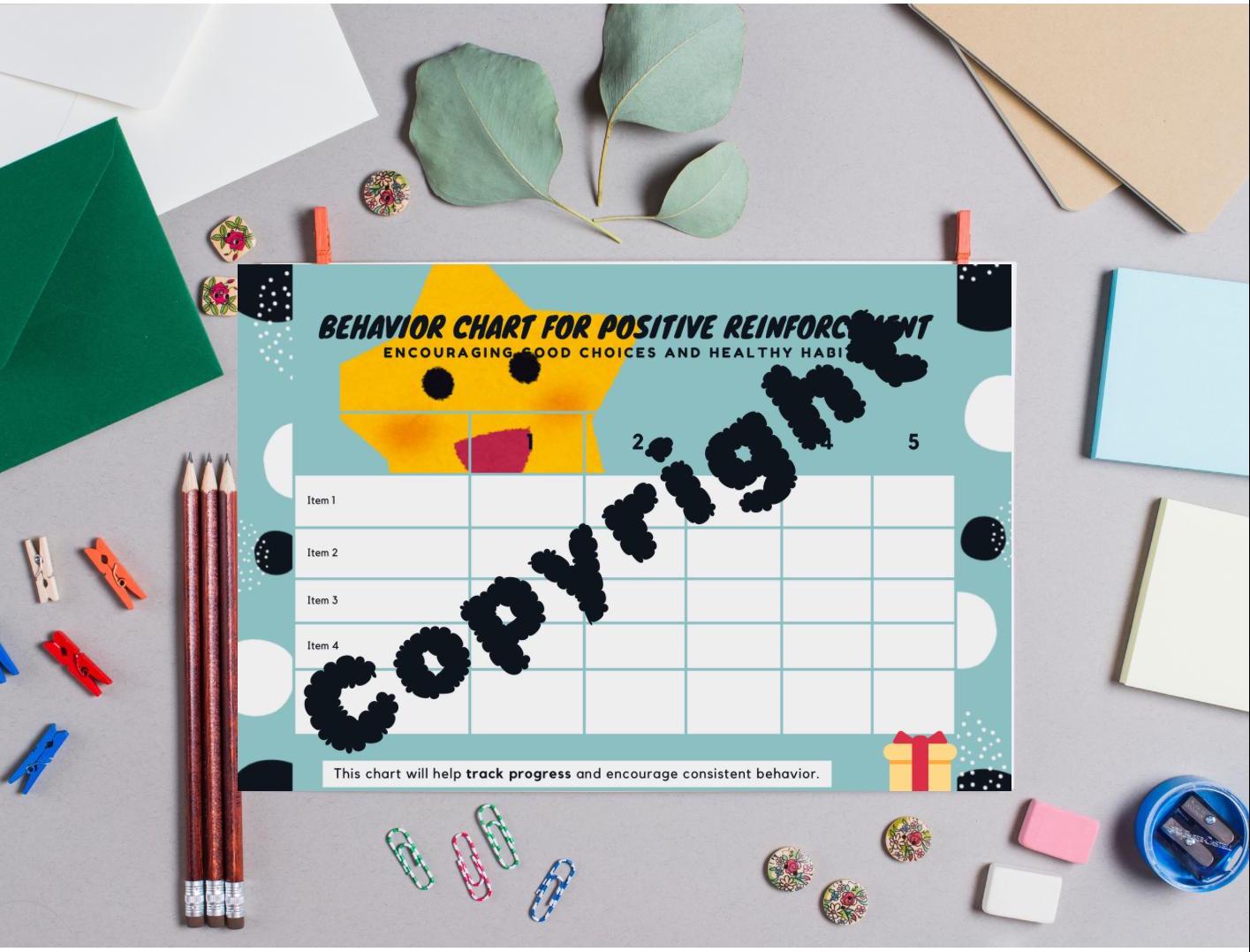 Printable Behavior Reward Chart for Kids | Digital Sticker Chart for ...