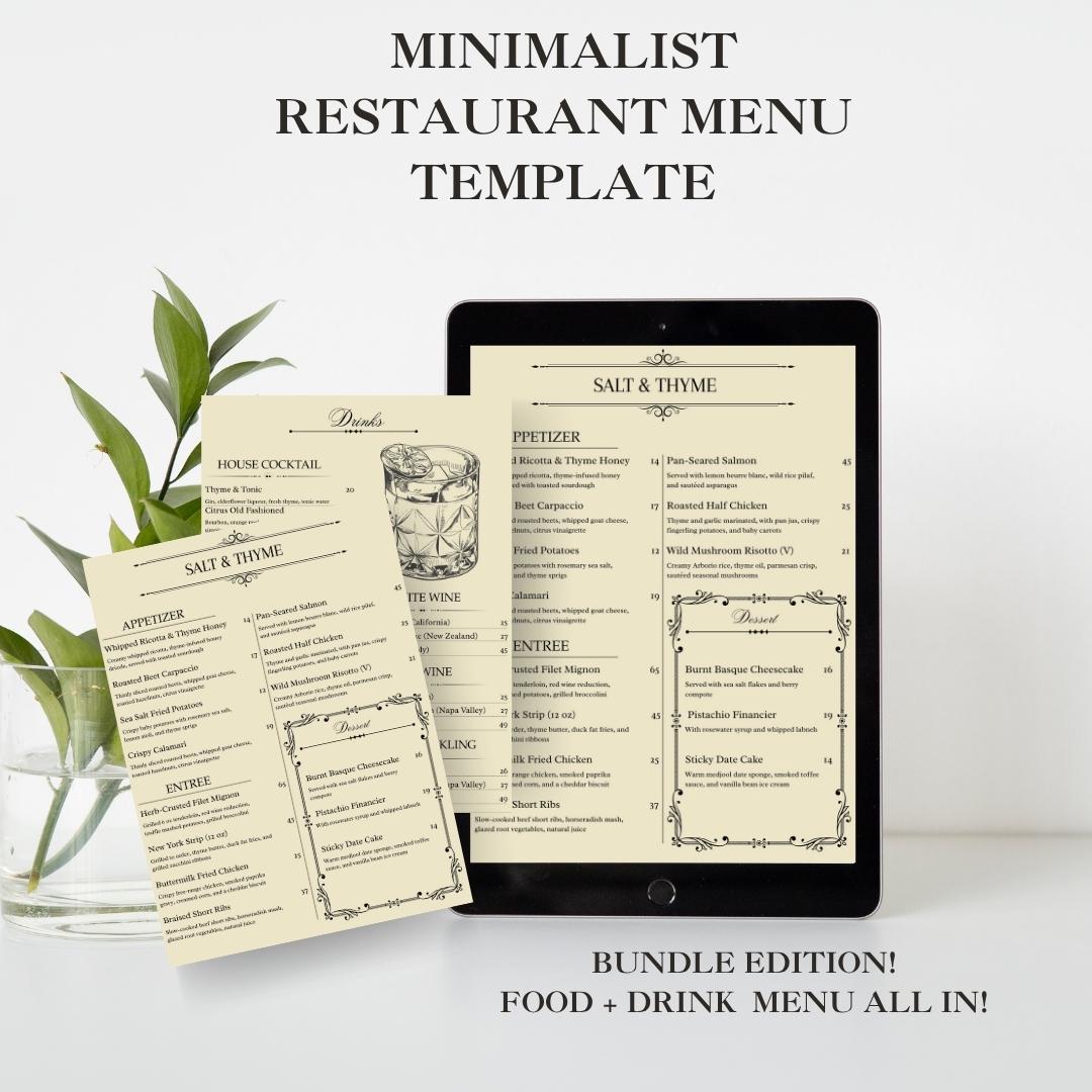 Editable Restaurant Menu Template Bundle • Elegant Canva Menu Design ...