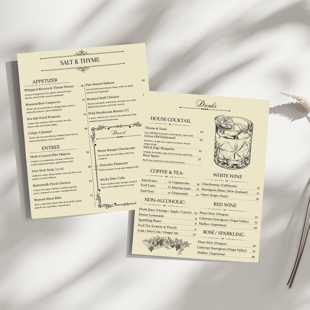 Editable Restaurant Menu Template Bundle • Elegant Canva Menu Design ...