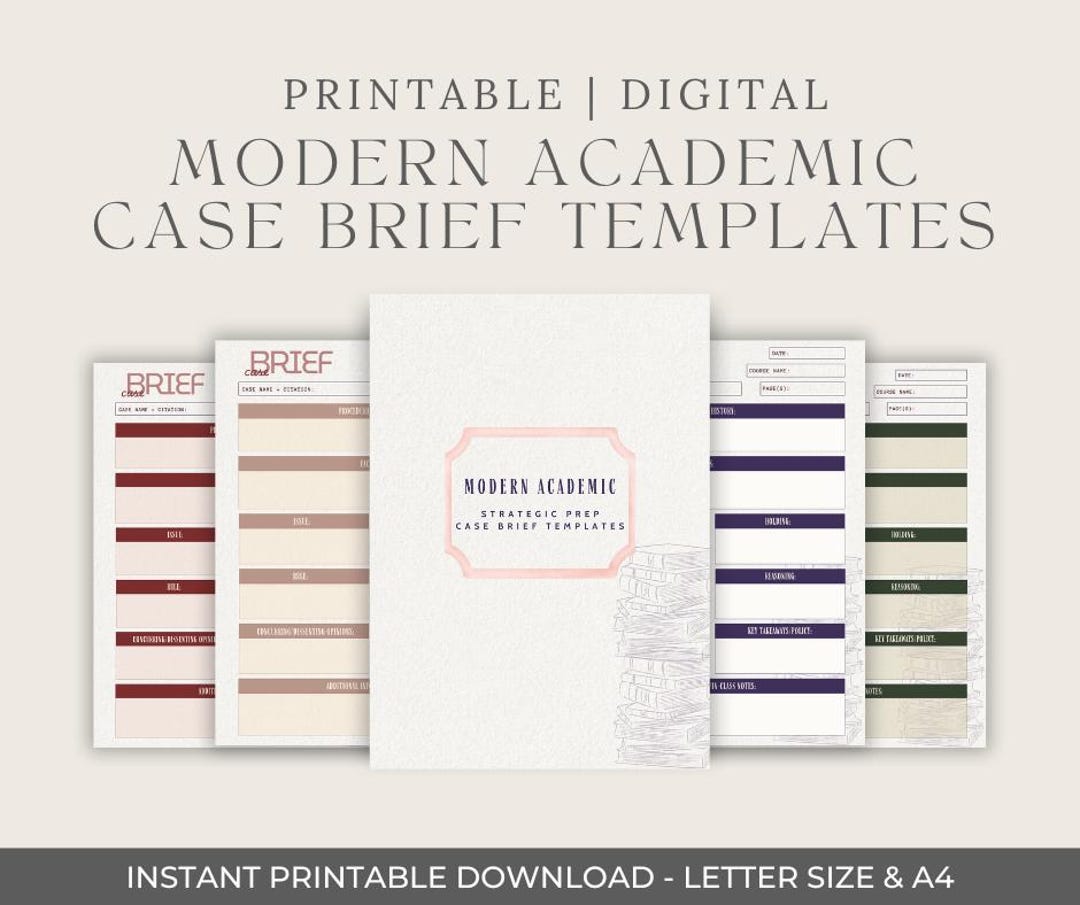 Aesthetic Modern Academic Case Brief Template Pack for Law School | 4 ...
