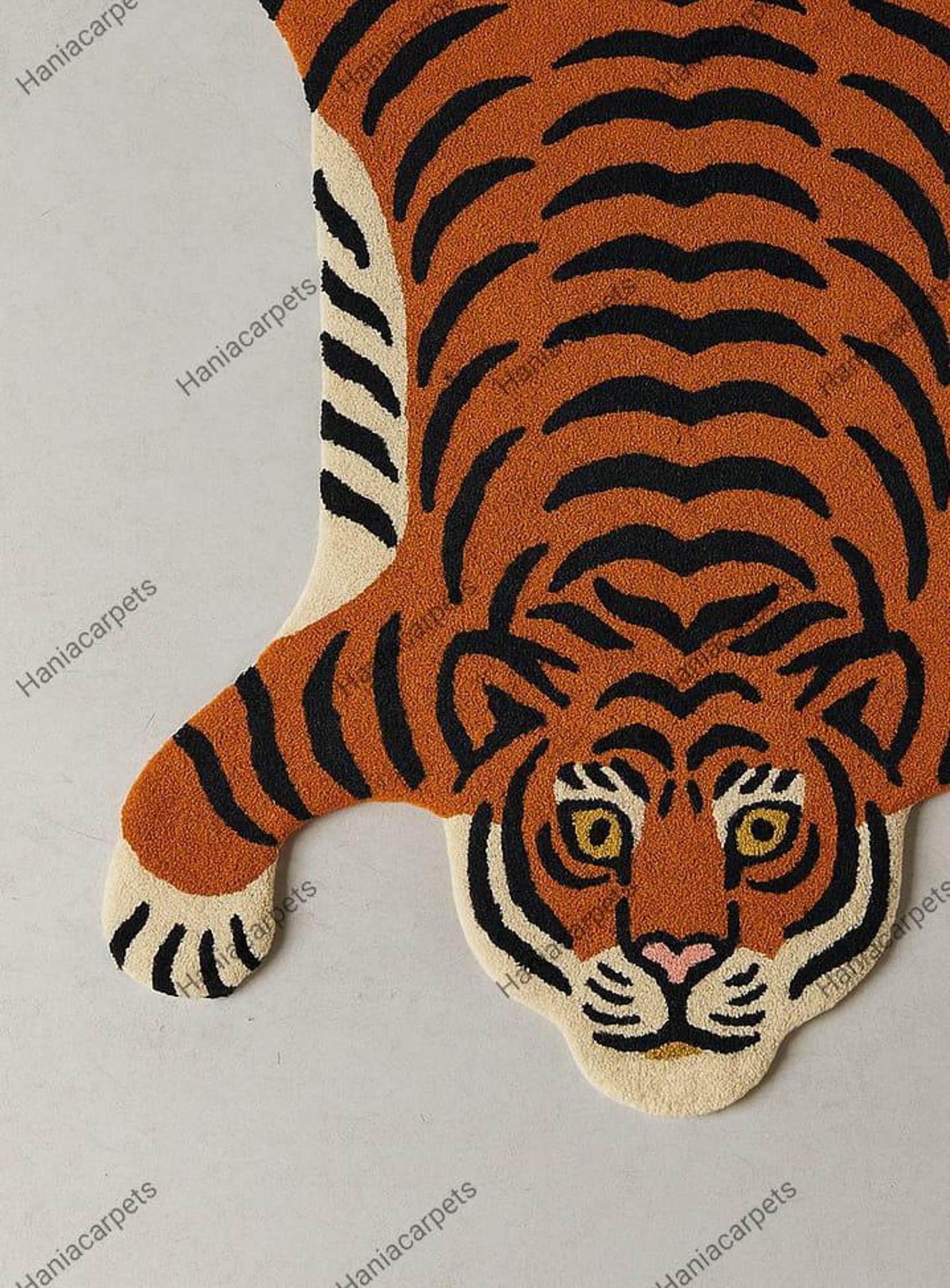 Tiger Shaped Hand Tufted Rug | Jungle Animal Carpet | Bold Tiger Area ...