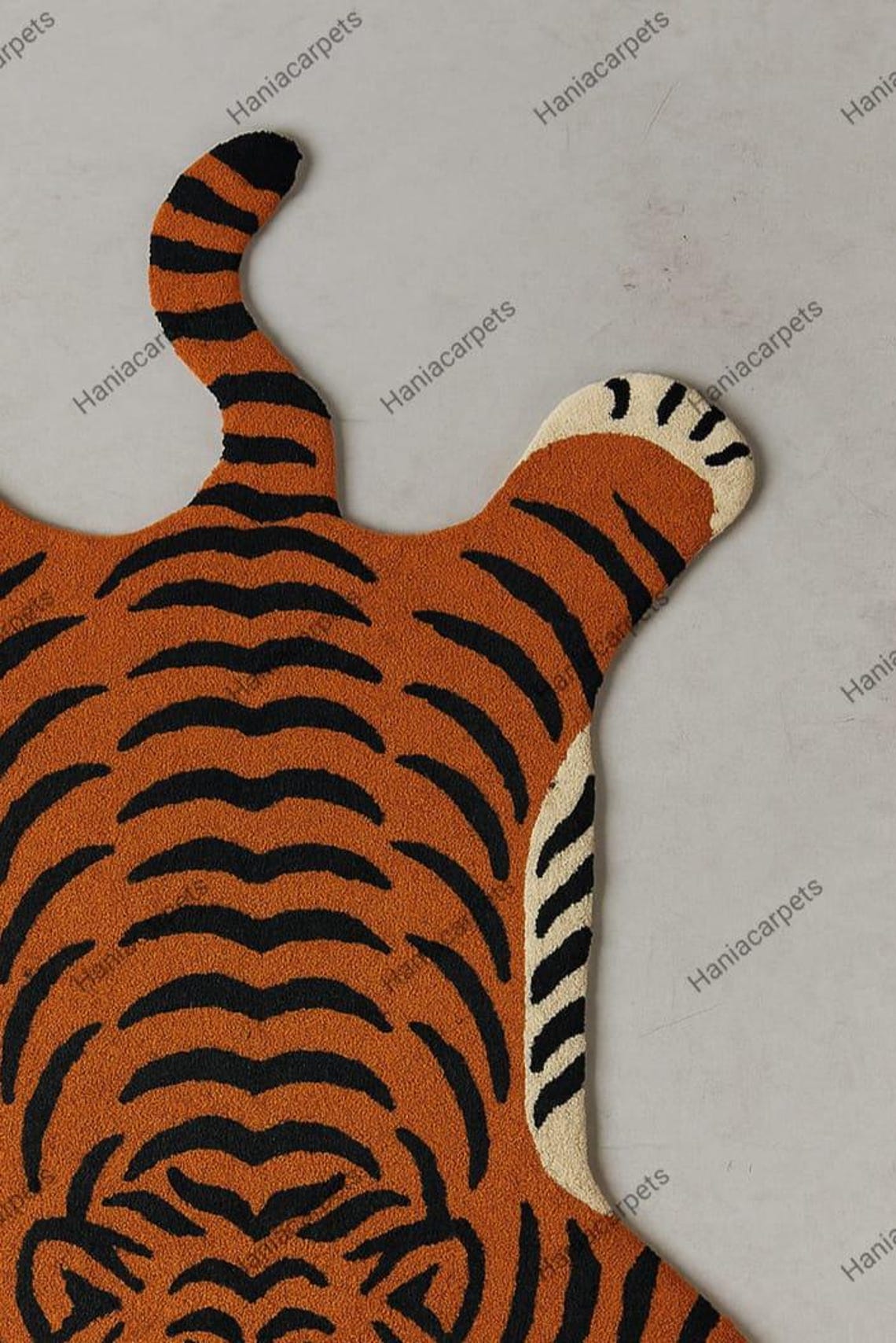 Tiger Shaped Hand Tufted Rug | Jungle Animal Carpet | Bold Tiger Area ...
