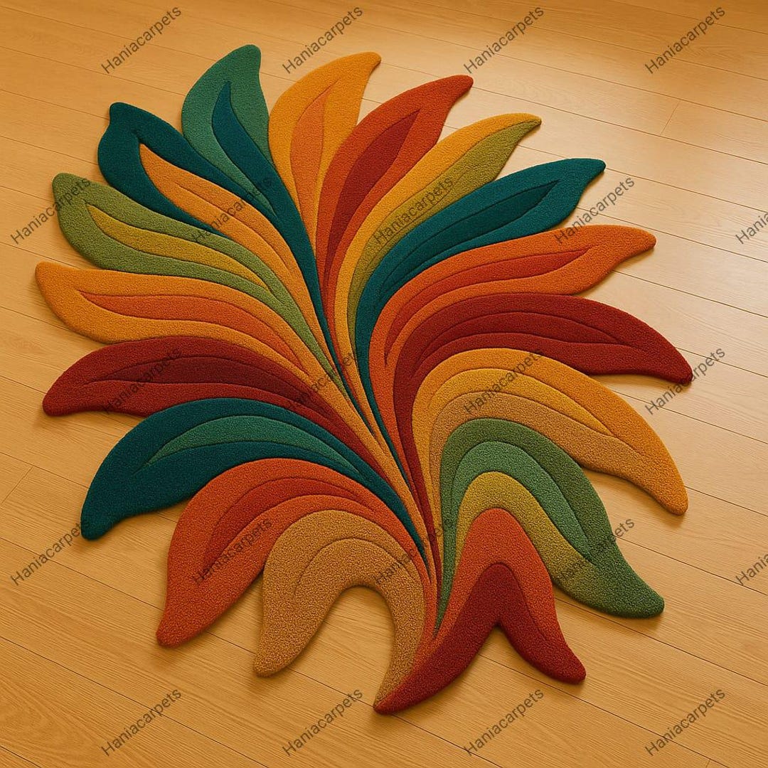 Irregular Shape Tufted Rug Multicolored, Hand-tufted Wool Area Rug ...