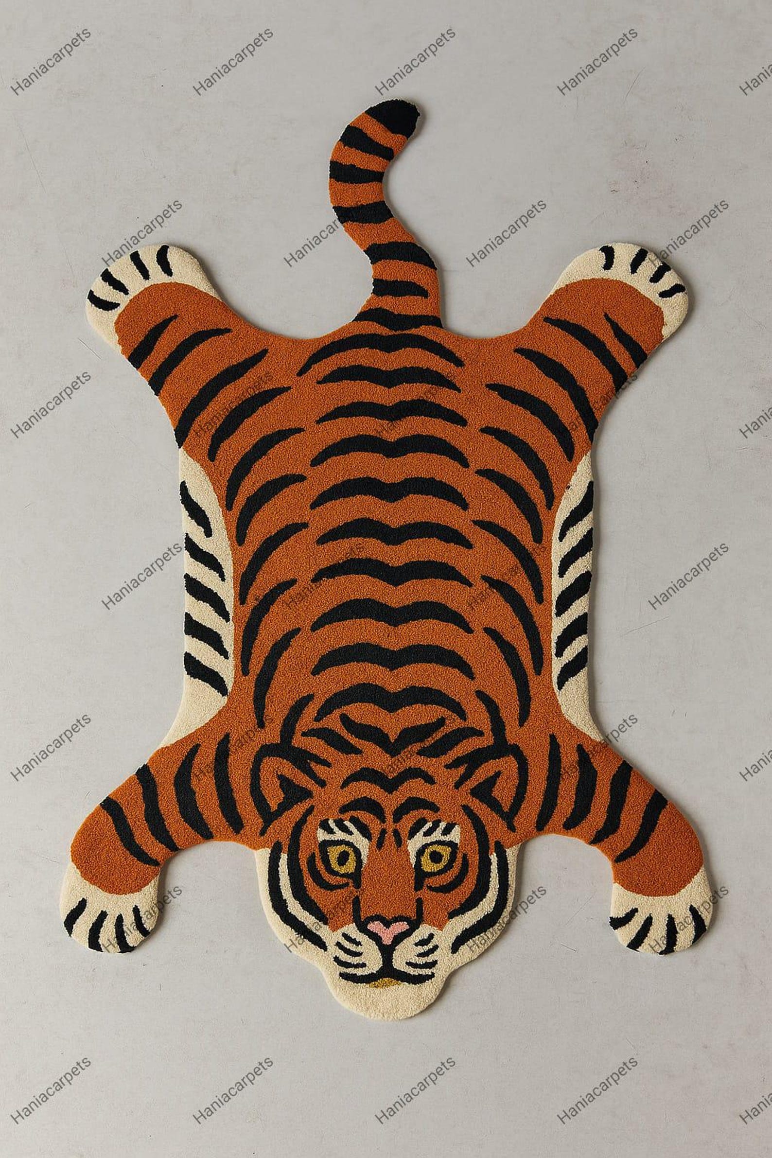Tiger Shaped Hand Tufted Rug | Jungle Animal Carpet | Bold Tiger Area ...