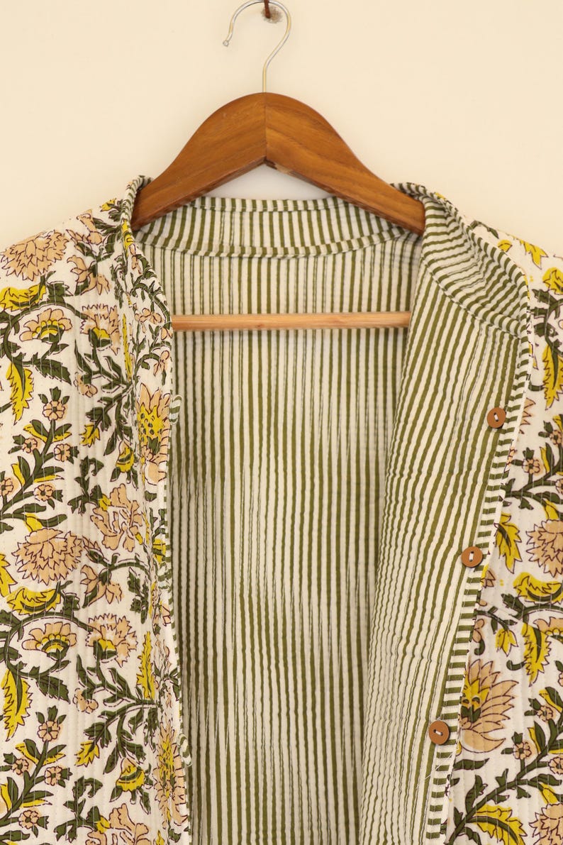 Hand Block Printed Jacket – Indian Cotton Boho Quilted Jacket, Artisan ...