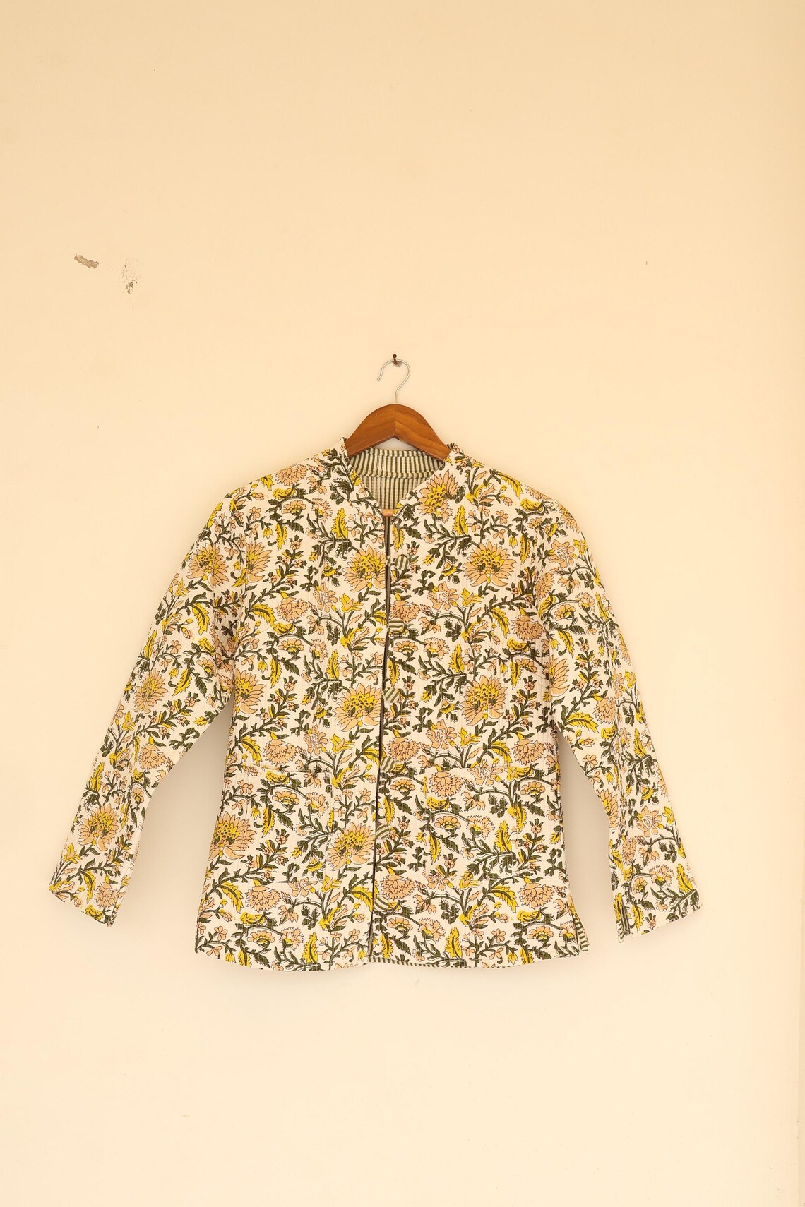 Hand Block Printed Jacket – Indian Cotton Boho Quilted Jacket, Artisan ...