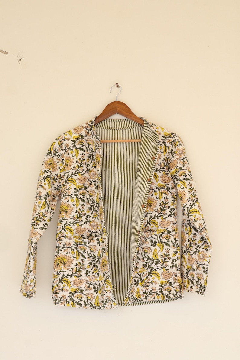 Hand Block Printed Jacket – Indian Cotton Boho Quilted Jacket, Artisan ...