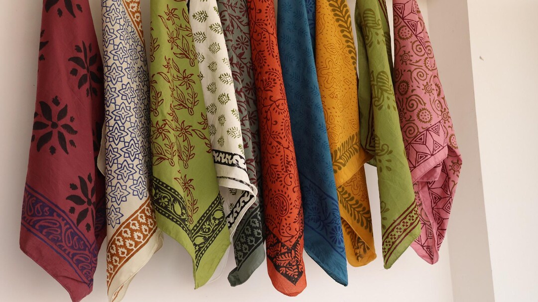 Set of 10 Boho Cotton Bandana, Handmade Lightweight Paisley Bandana ...