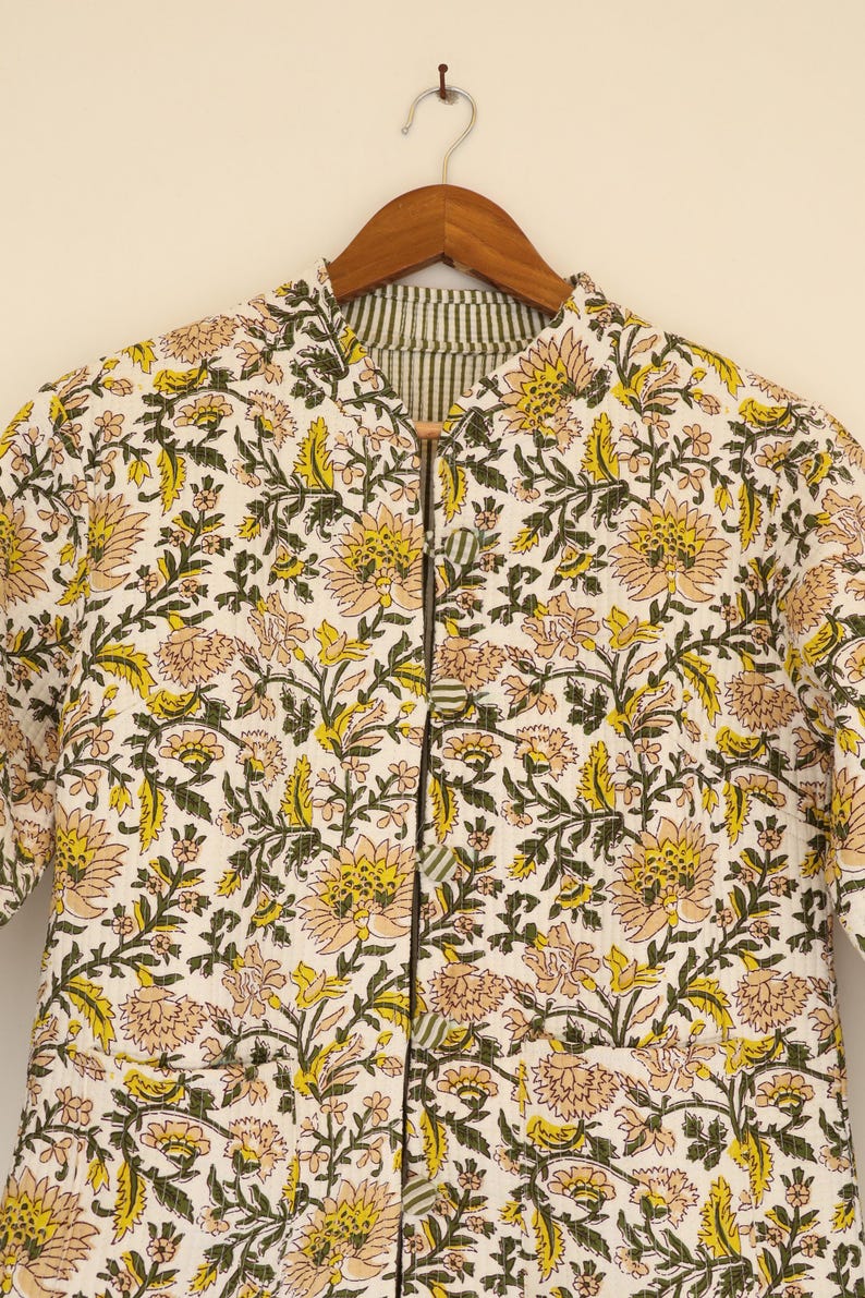Hand Block Printed Jacket – Indian Cotton Boho Quilted Jacket, Artisan ...