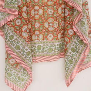 Hand Block Printed Cotton Sarong: Boho Beach Wrap, Lightweight Scarf ...