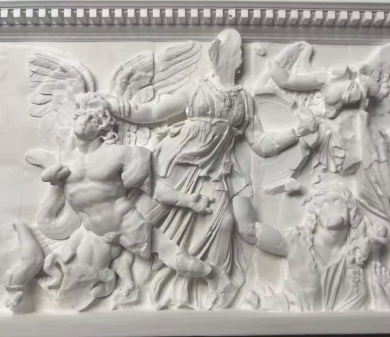 Ancient Greek Angels & Giants Relief Sculpture | Classical Gypsum Wall ...