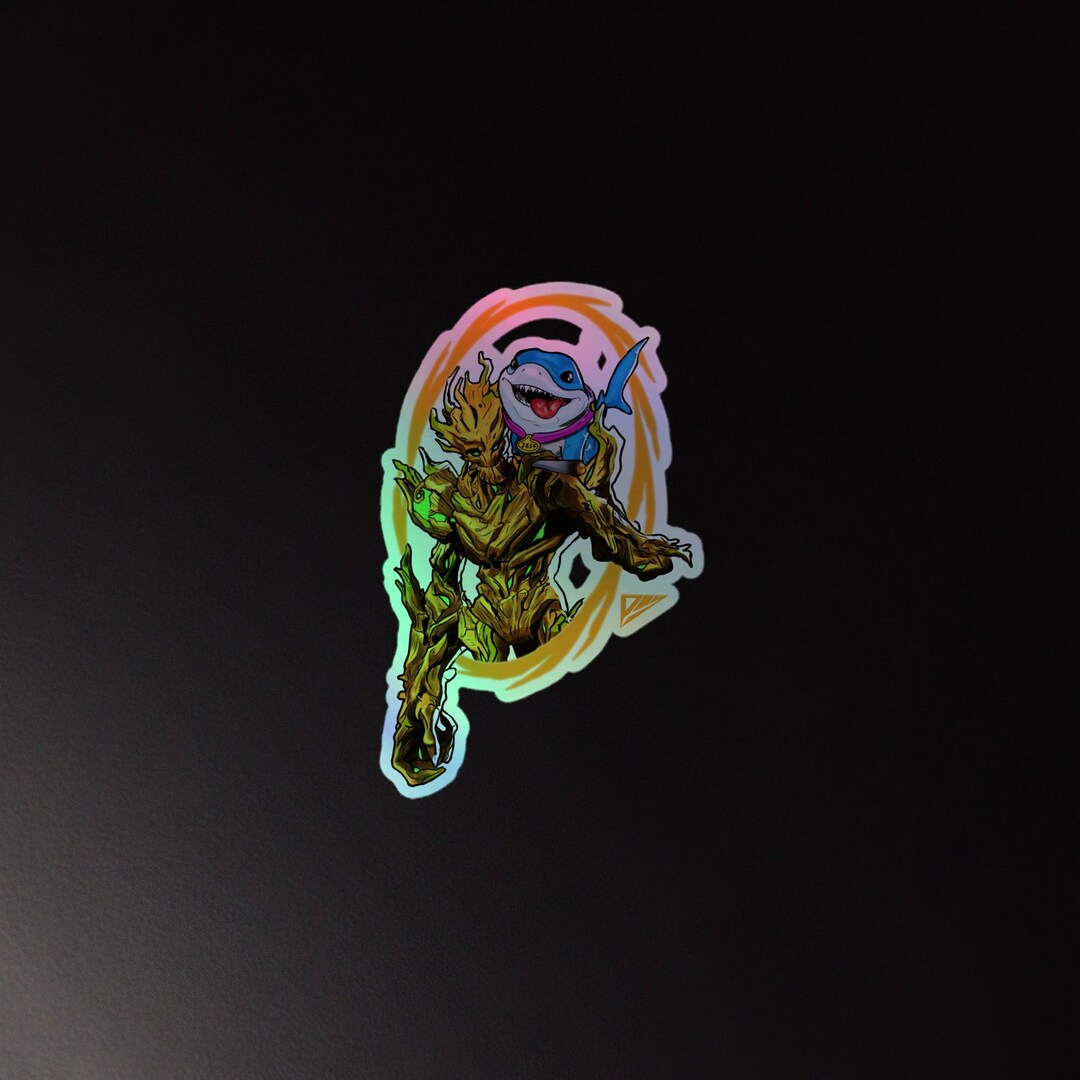Groot and Jeff Holographic Sticker 5in - Etsy