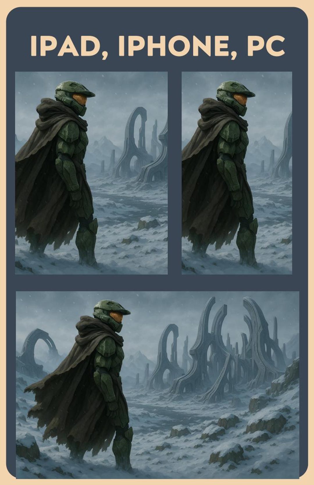 Halo Desktop Wallpaper 4K | Master Chief in Snowy Forerunner Ruins ...