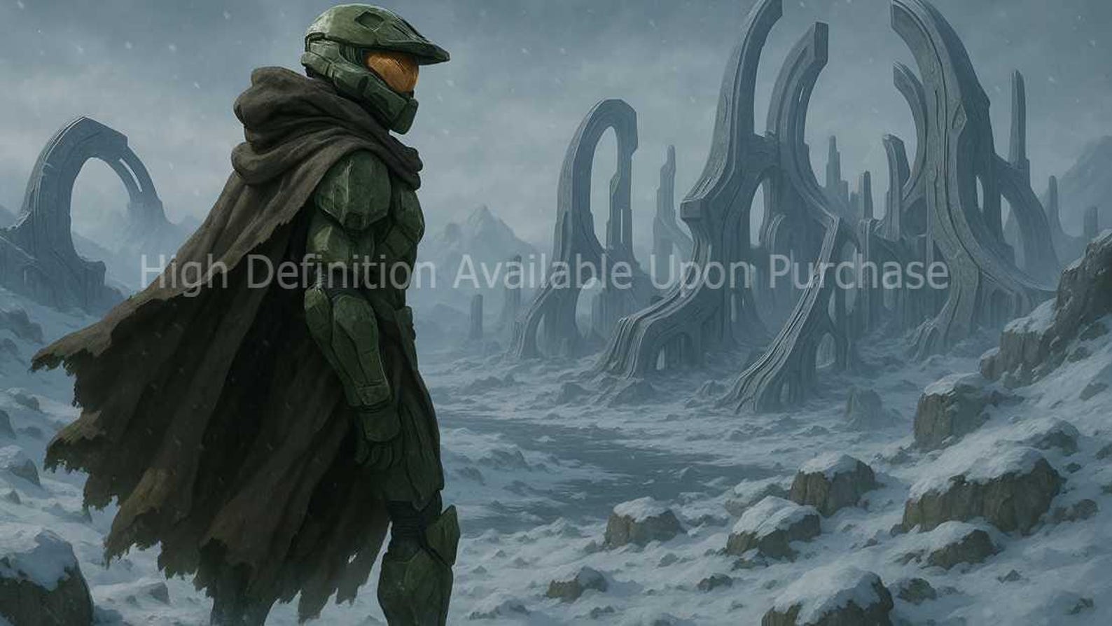 Halo Desktop Wallpaper 4K | Master Chief in Snowy Forerunner Ruins ...