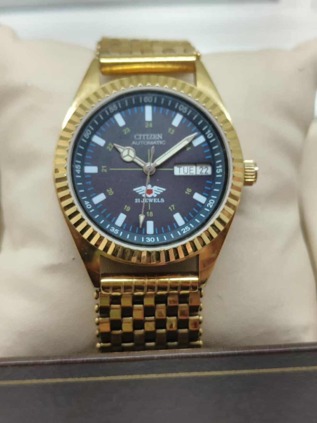 Vintage Citizen Automatic Watch, Blue Dial, Gold Plated, Day-date - Etsy