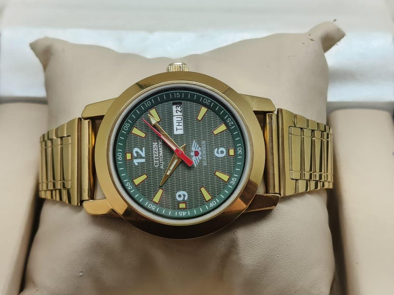 Citizen Automatic Green Dial Gold Plated Men's Wrist Watch - Etsy