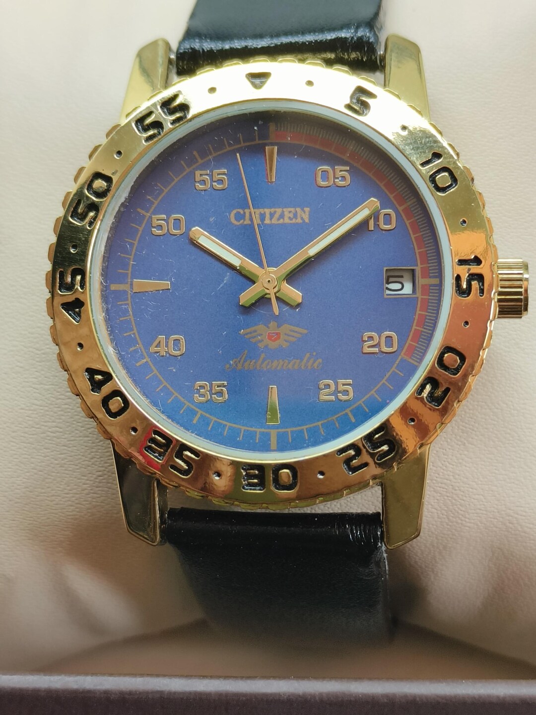 Vintage Citizen Automatic Watch: Blue Dial, Gold Plated, Day-date - Etsy