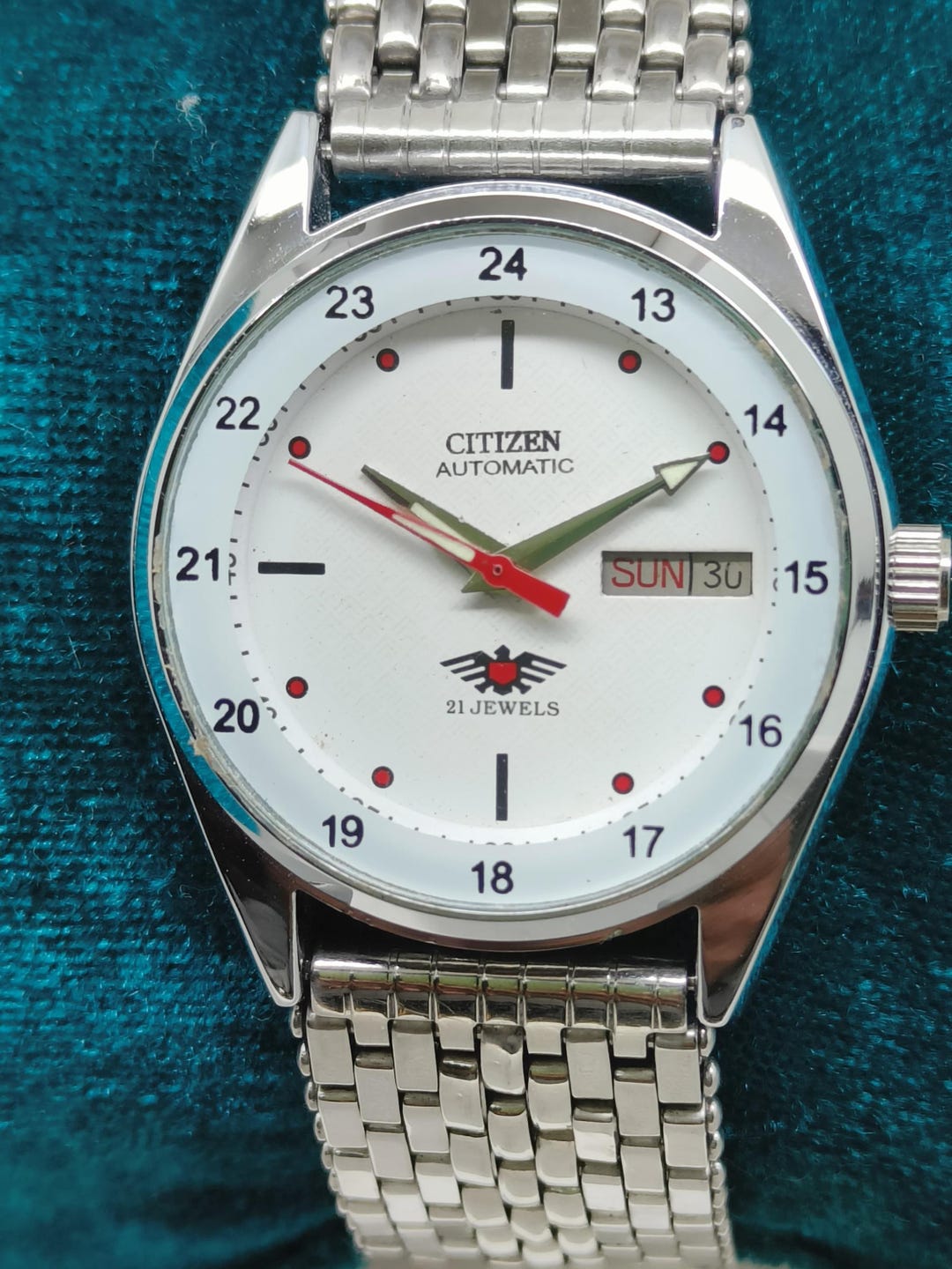 Citizen Automatic White Dial Day/date 21 Jewels Stainless Steel Men's ...