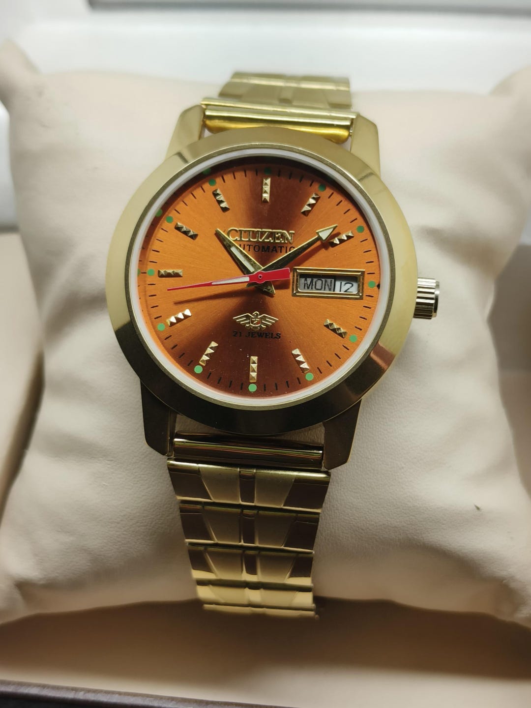 Vintage Citizen Automatic Watch: Gold Tone Sunburst Orange Dial - Etsy