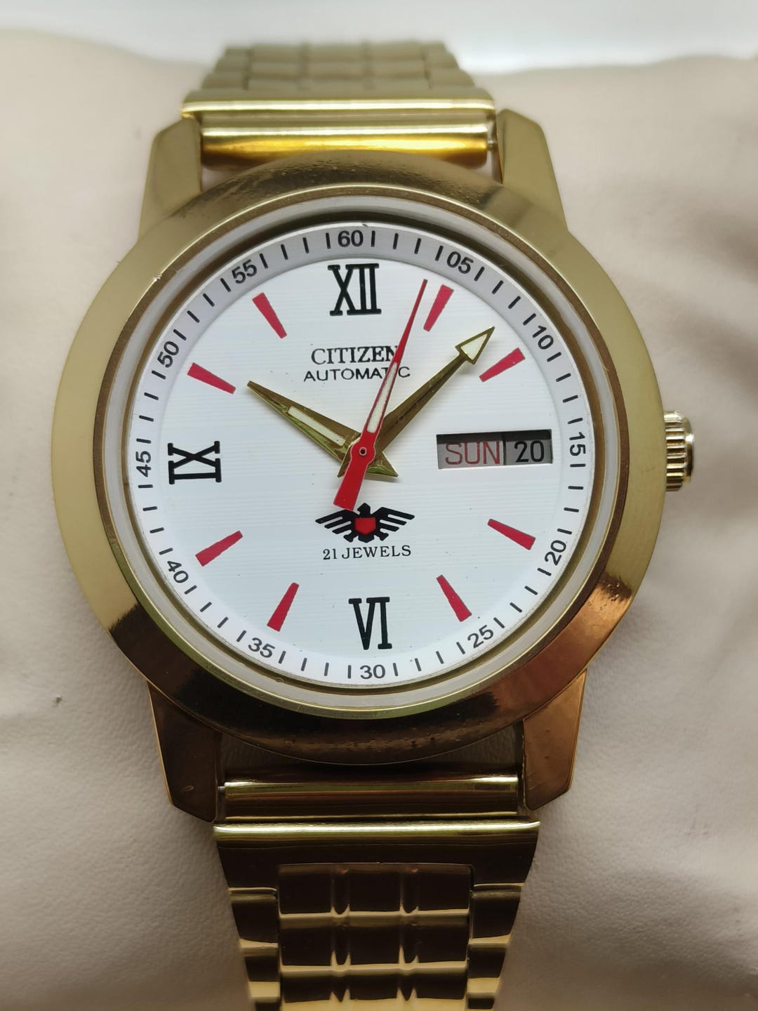 Citizen Men's Watch Automatic White Dial Day/date 21 Jewels Gold Plated ...