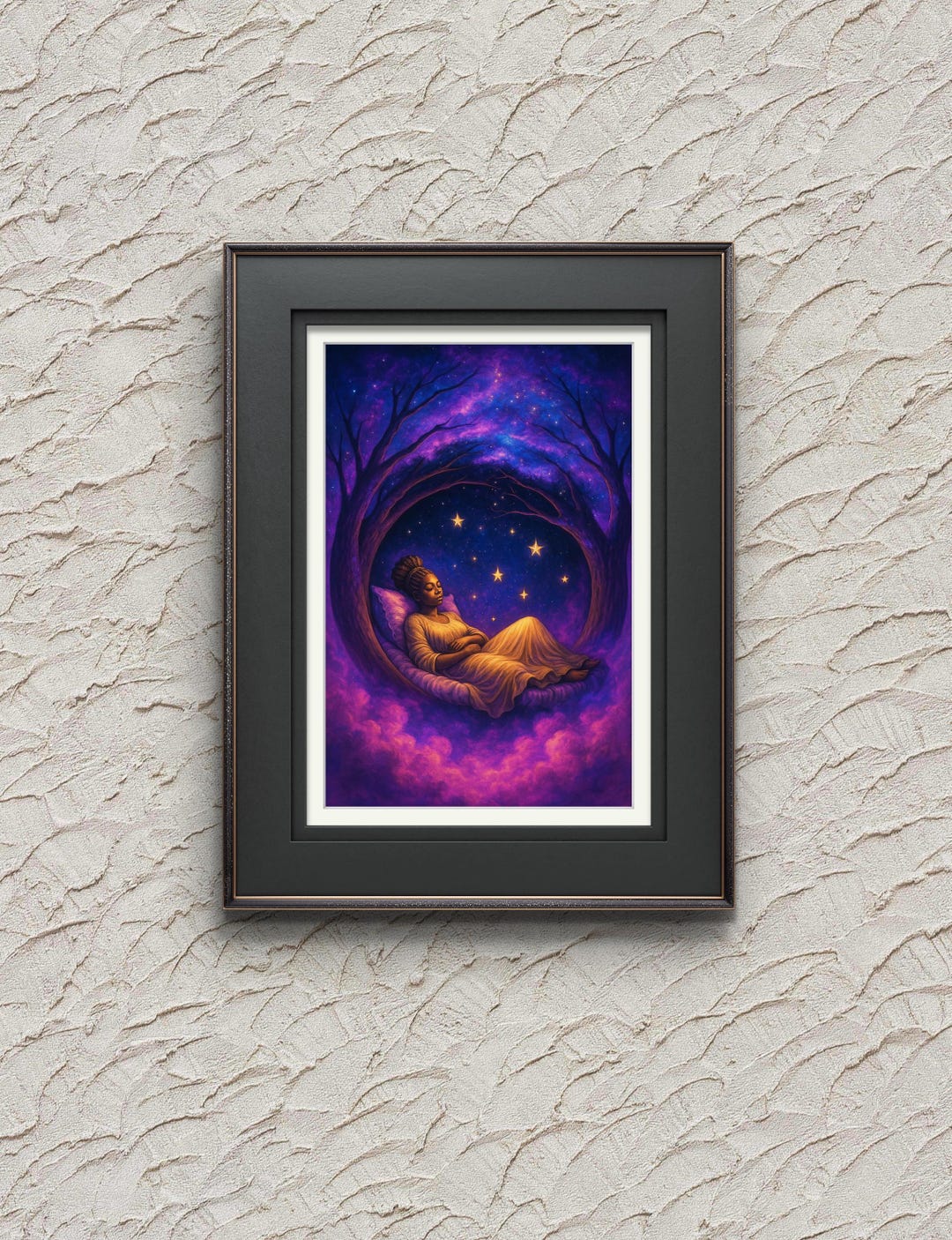 Celestial African Goddess Wall Art | Dreamy Pink & Purple Clouds Print ...