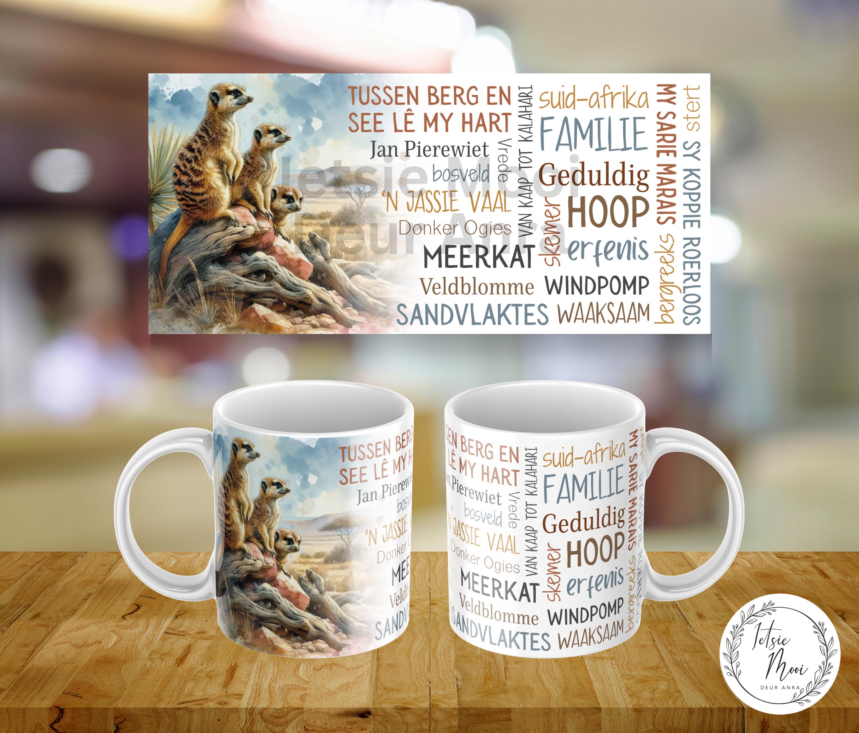 Afrikaans Meerkat Mug Design: South Africa Wildlife PNG (digital ...