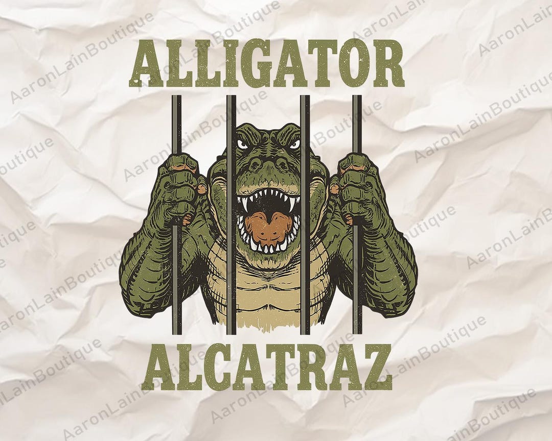 Alligator Alcatraz Jail PNG, Wild Crocodile Behind Bars Clipart, Retro ...