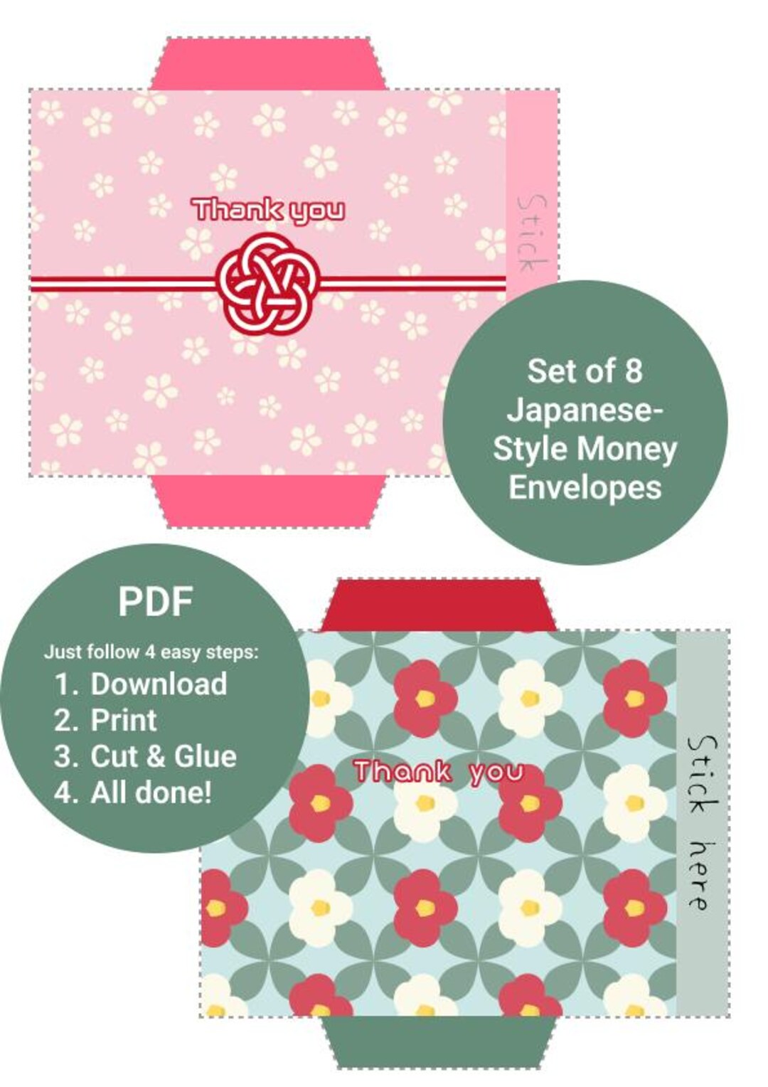 Japanese Pochi Bukuro – 8 Printable Money Envelope Designs | DIY ...