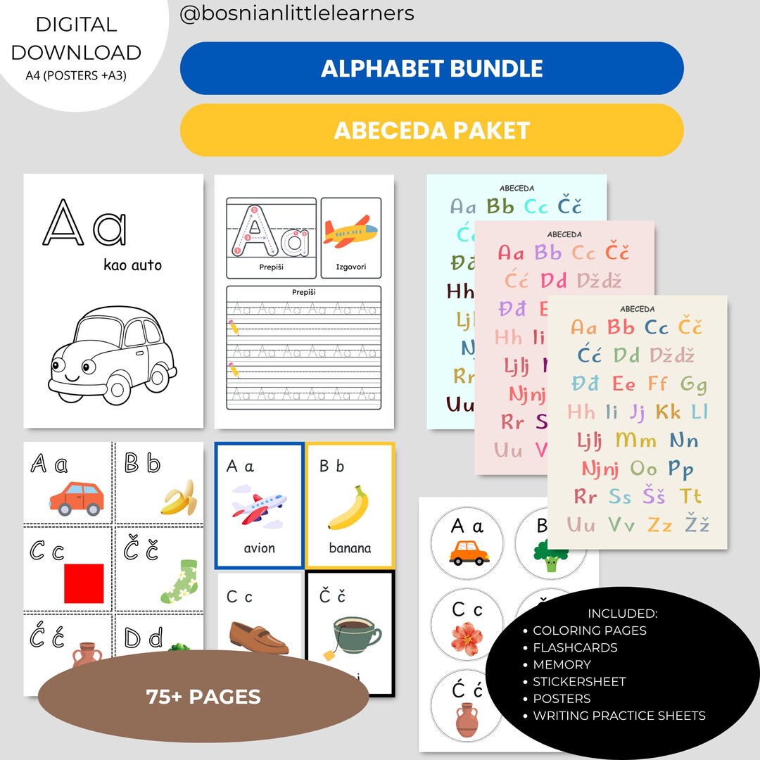 Bosnian Alphabet Mega Bundle | 6-in-1 Set: Coloring Pages, Flashcards ...