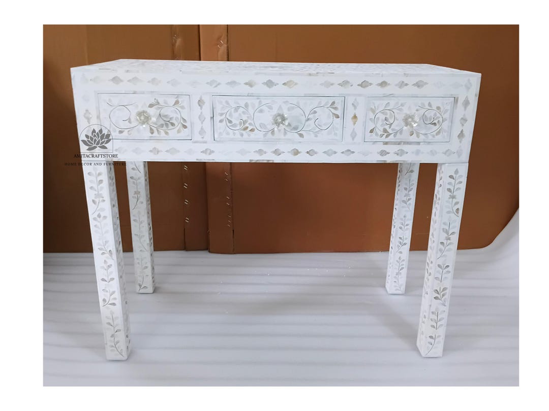 Handmade Wooden MOP Inlay Console Table / Entry Way Console - Etsy